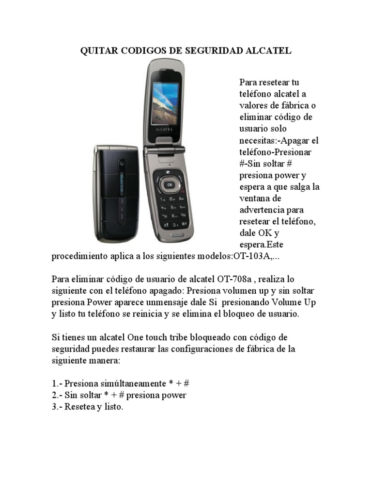 Quitar Codigos De Seguridad Alcatel