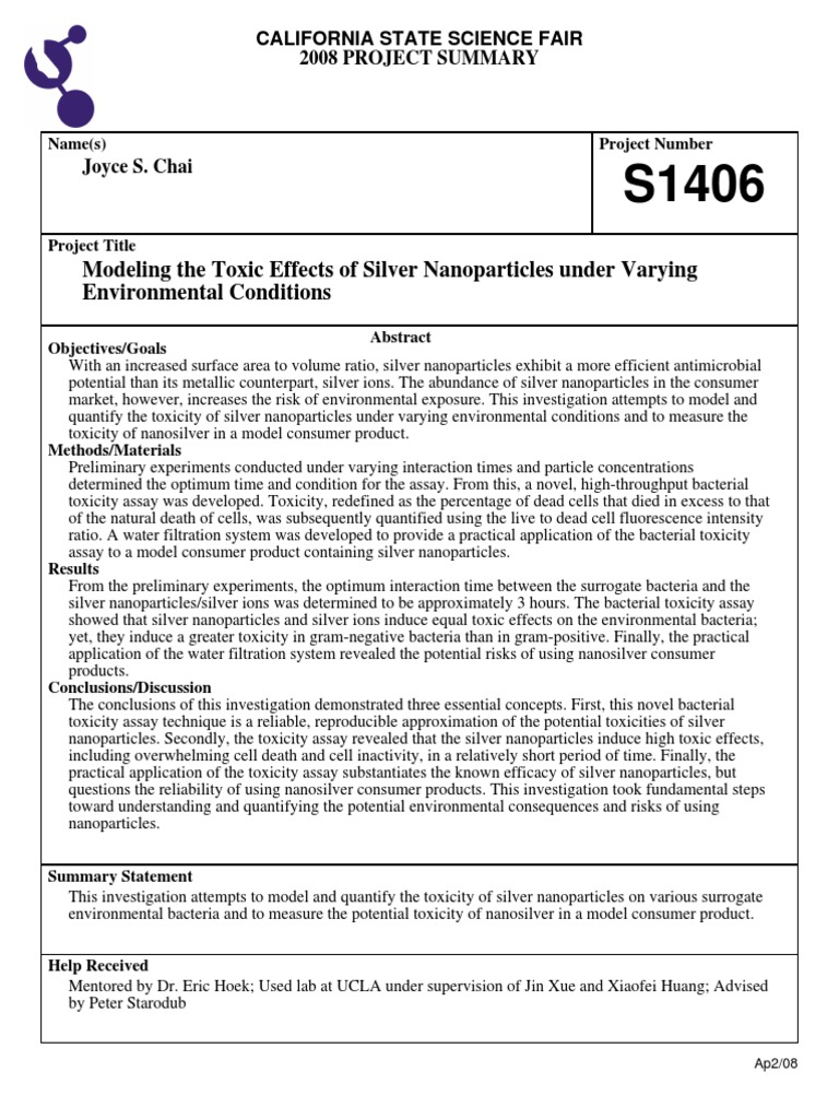 Modeling The Toxic Effects of Silver Nanoparticles Under Varying ...