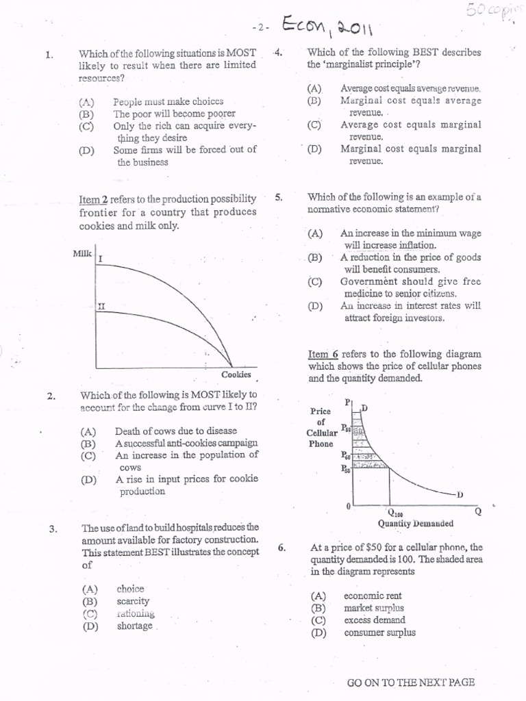 CAPE Economics Unit 1 Paper 1 2011