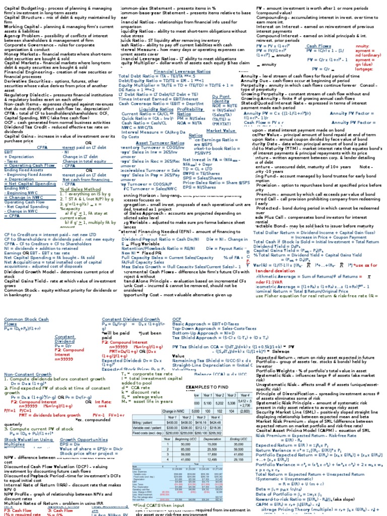 Finance Cheat Sheet (1) | Bonds (Finance) | Yield (Finance)