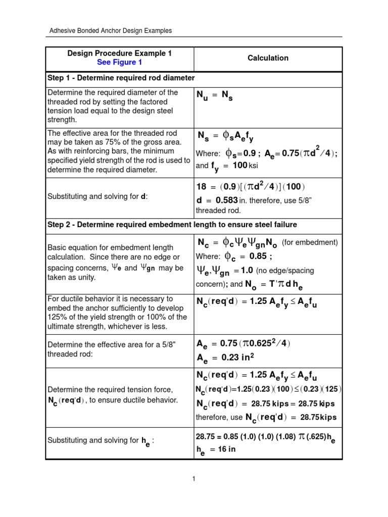 See Figure 1: Adhesive Bonded Anchor Design Examples | PDF