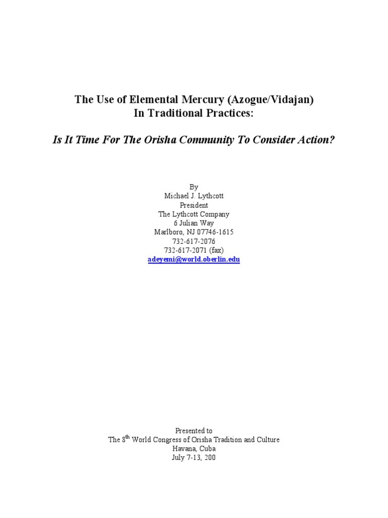 Lythcott Michael, The Use of Mercury PDF | PDF | Mercury (Element ...