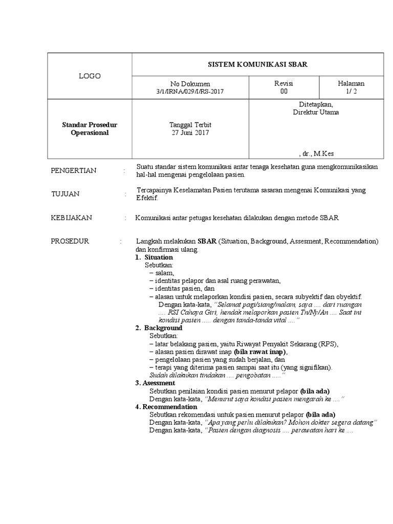 Contoh Penulisan Sbar Untuk Perawat Pdf