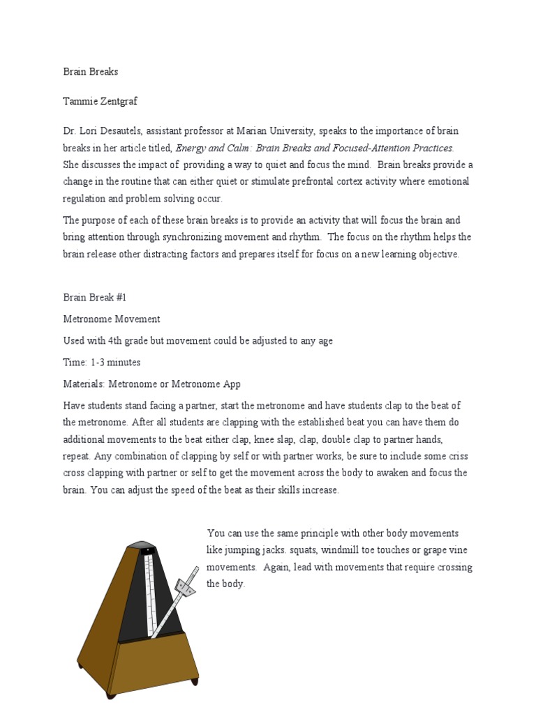 Brain Breaks Hand Out | Download Free PDF | Brain | You Tube