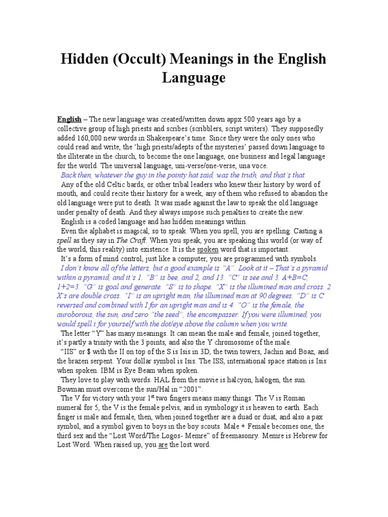 Hidden (Occult) Meanings in The English Language-190 | PDF | Isis | Red
