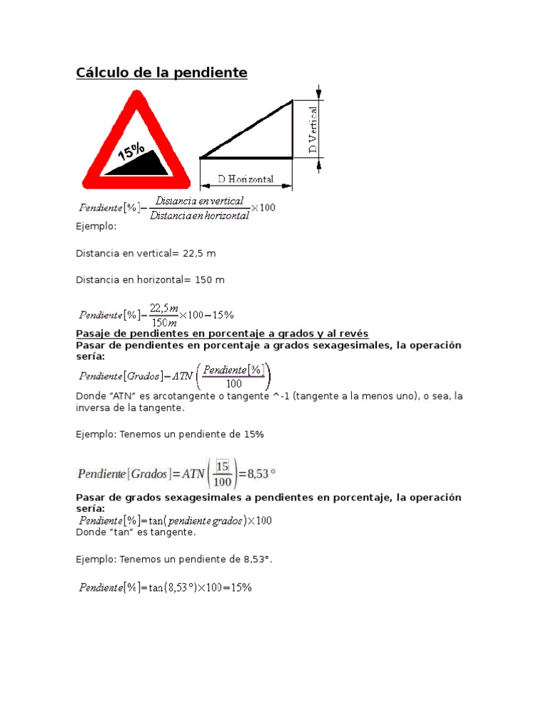 Conversión de Pendientes: Grados y Porcentajes | PDF