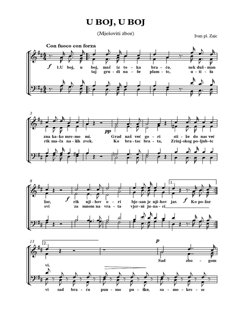 U BOJ, U BOJ (SATB) - Zajc PDF | PDF