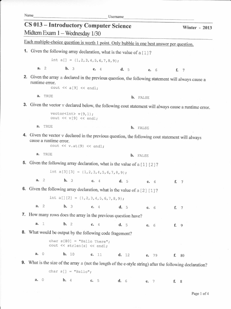 Cs13 Ucr Midterm Array Data Structure Software Development