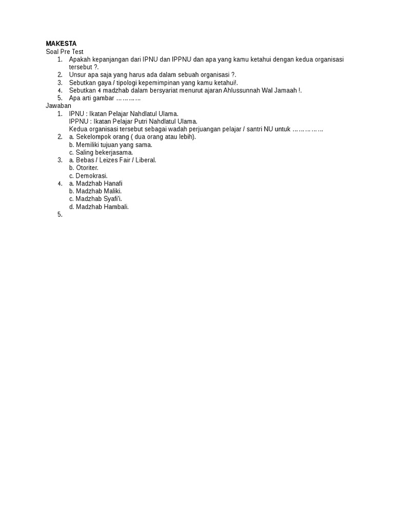 Pertanyaan Dasar tentang IPNU dan IPPNU | PDF | Sains & Matematika