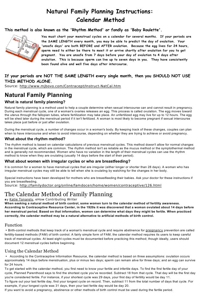 Natural Family Planning Instructions | PDF | Reproductive System ...