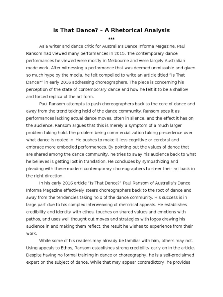 Rhetorical Analysis Final Draft | Download Free PDF | Logos