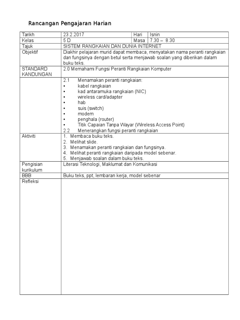 RPH TMK Minggu 1 | PDF