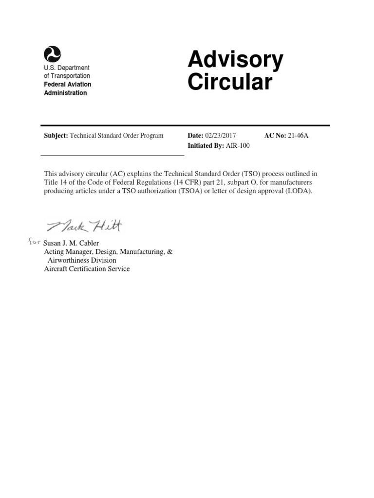 Advisory Circular: Technical Standard Order Program 02/23/2017 | PDF ...