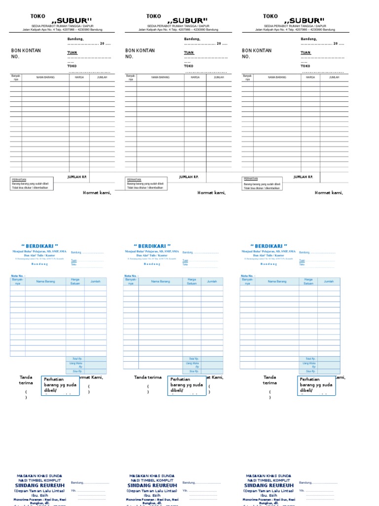 Toko Perabot & Nota di Bandung | PDF
