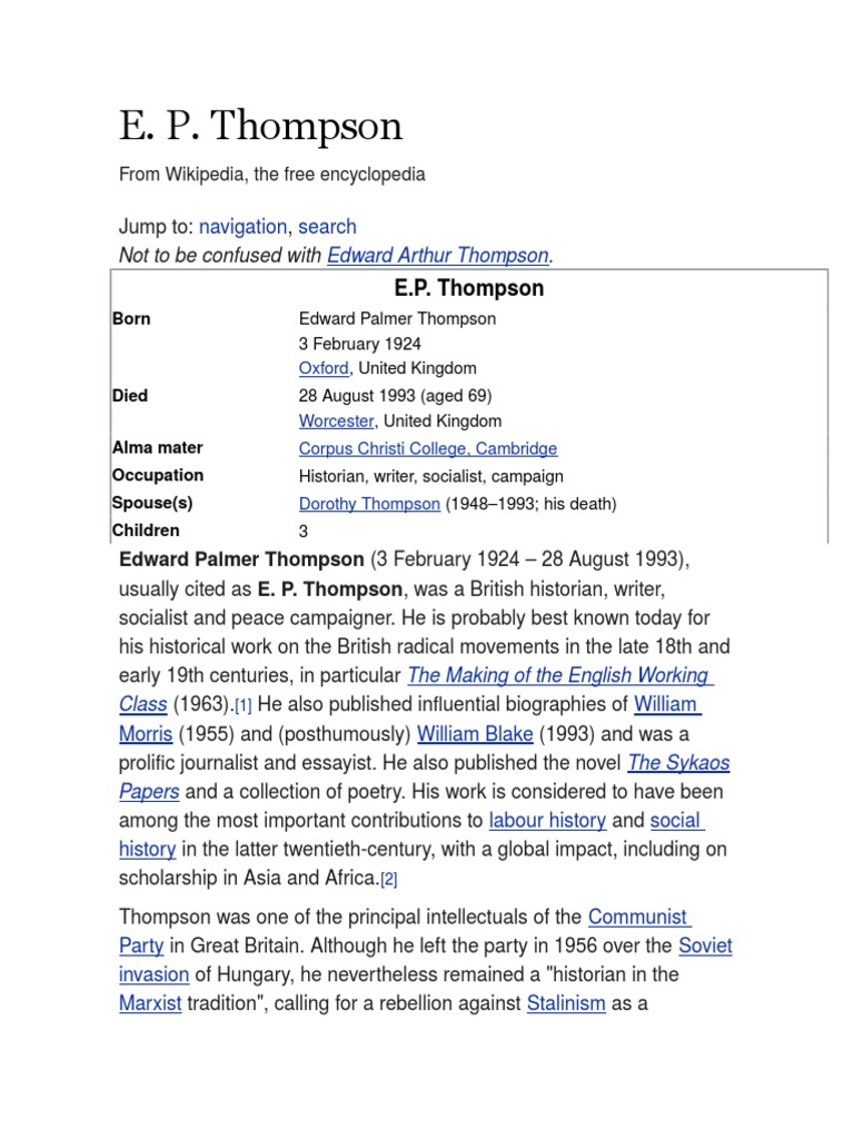 Biografía E.P. Thompson | PDF