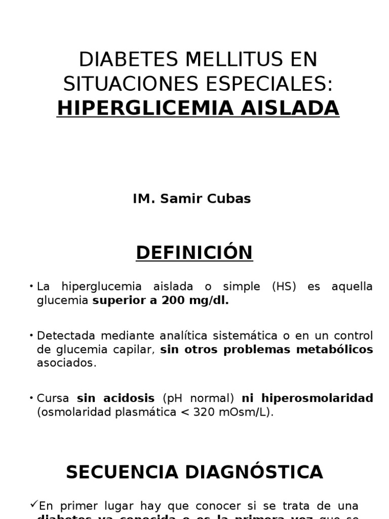 Hiperglicemia Aislada | PDF | Diabetes mellitus | Hipoglucemia