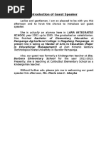 Introduction To The Guest Speaker | PDF | Government | Further Education