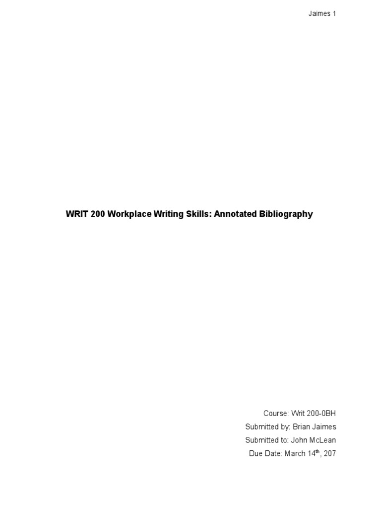 Annotated Bibliogrpahy Writt 200 | PDF | Employment | Bibliography