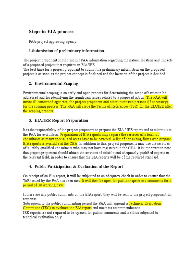 Steps in EIA Process | Environmental Impact Assessment | Justice