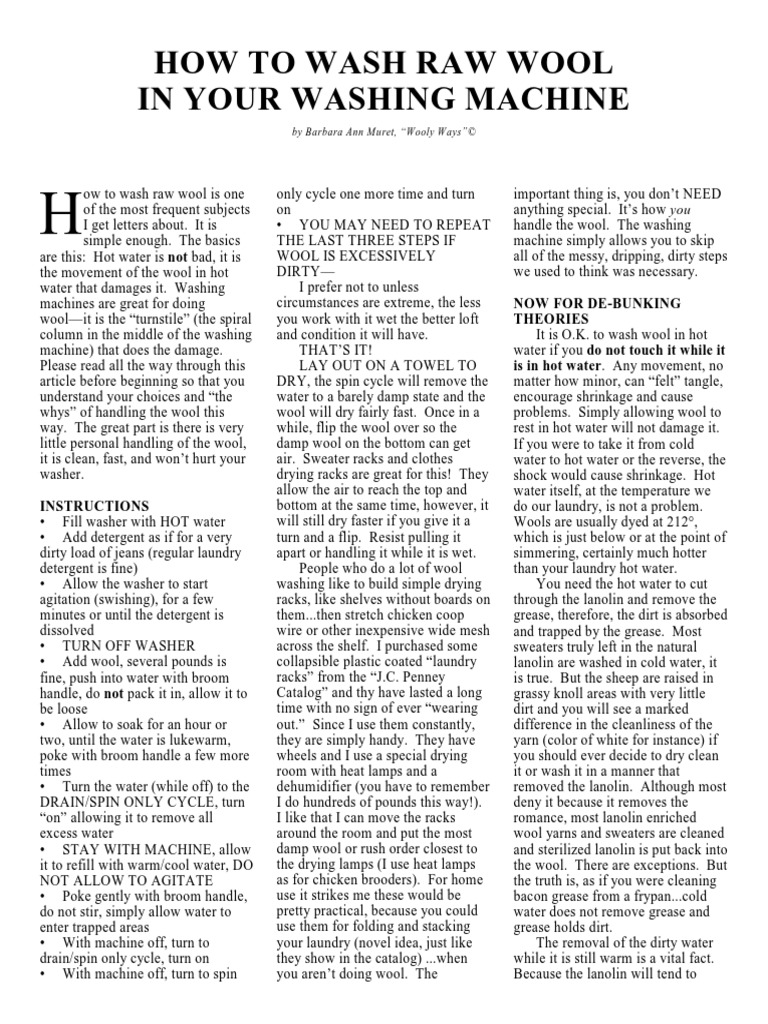 Washing Wool | PDF | Wool | Washing Machine