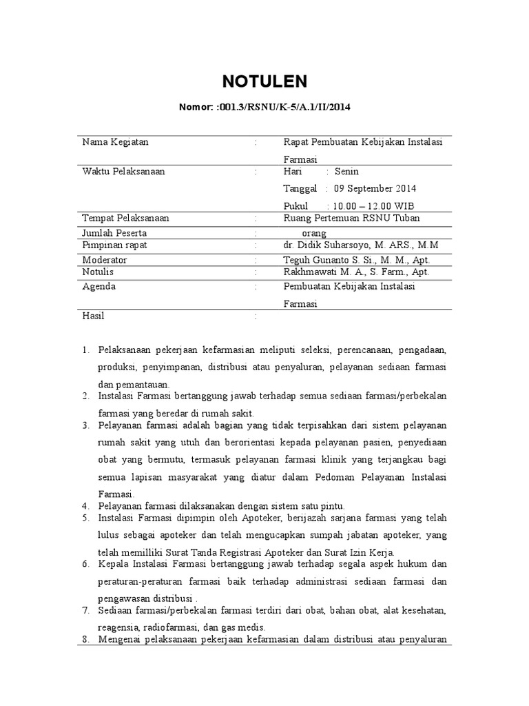 Contoh Notulen | PDF