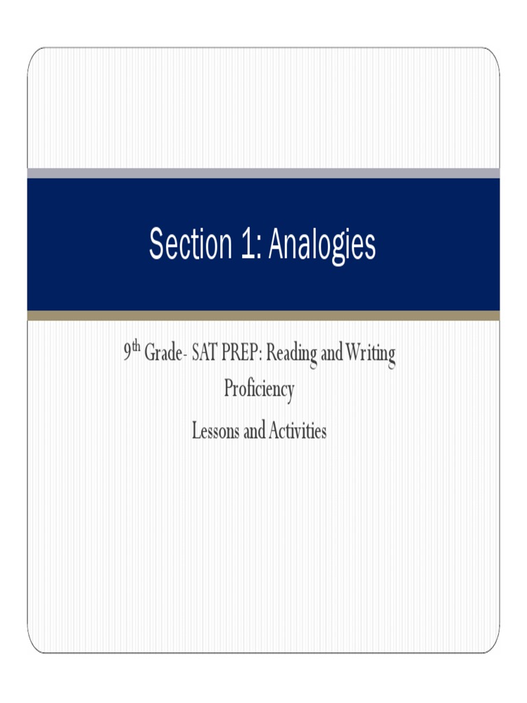 section 1 analogies.pdf | Analogy | Sat