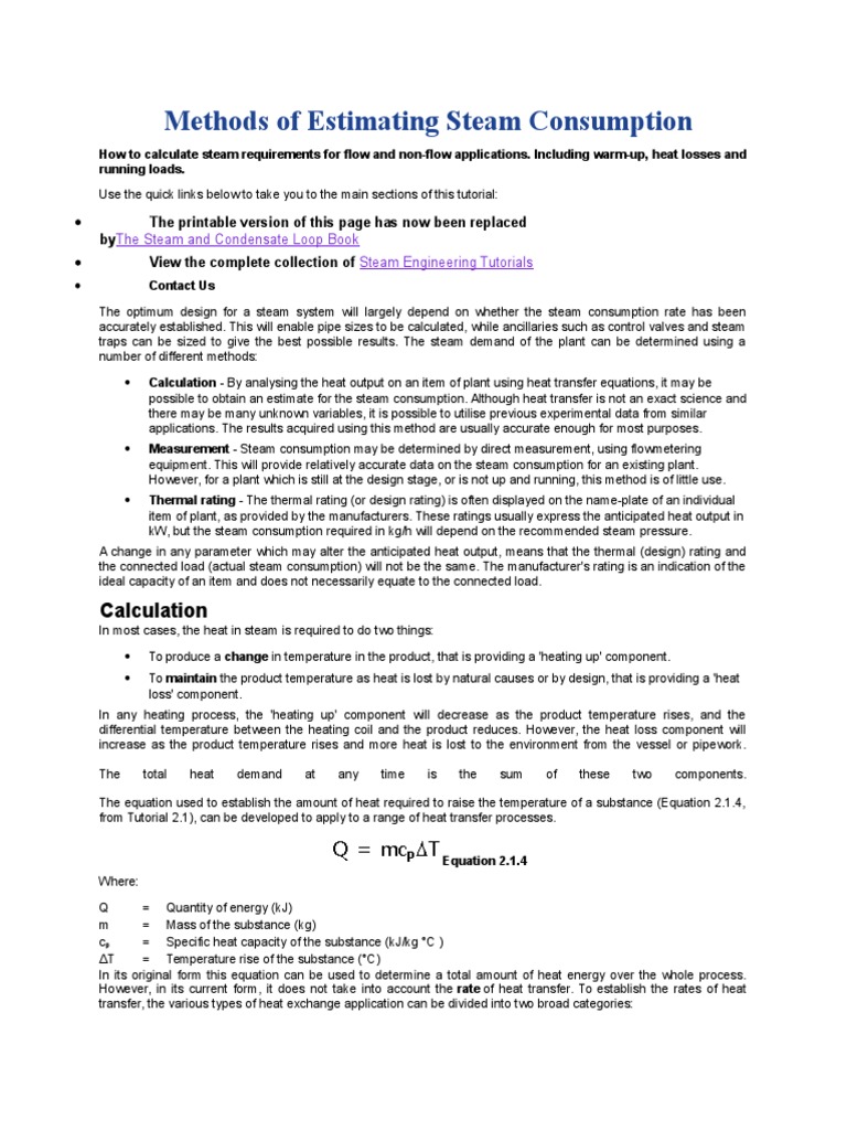 Methods of Estimating Steam Consumption | PDF | Heat | Heat Transfer