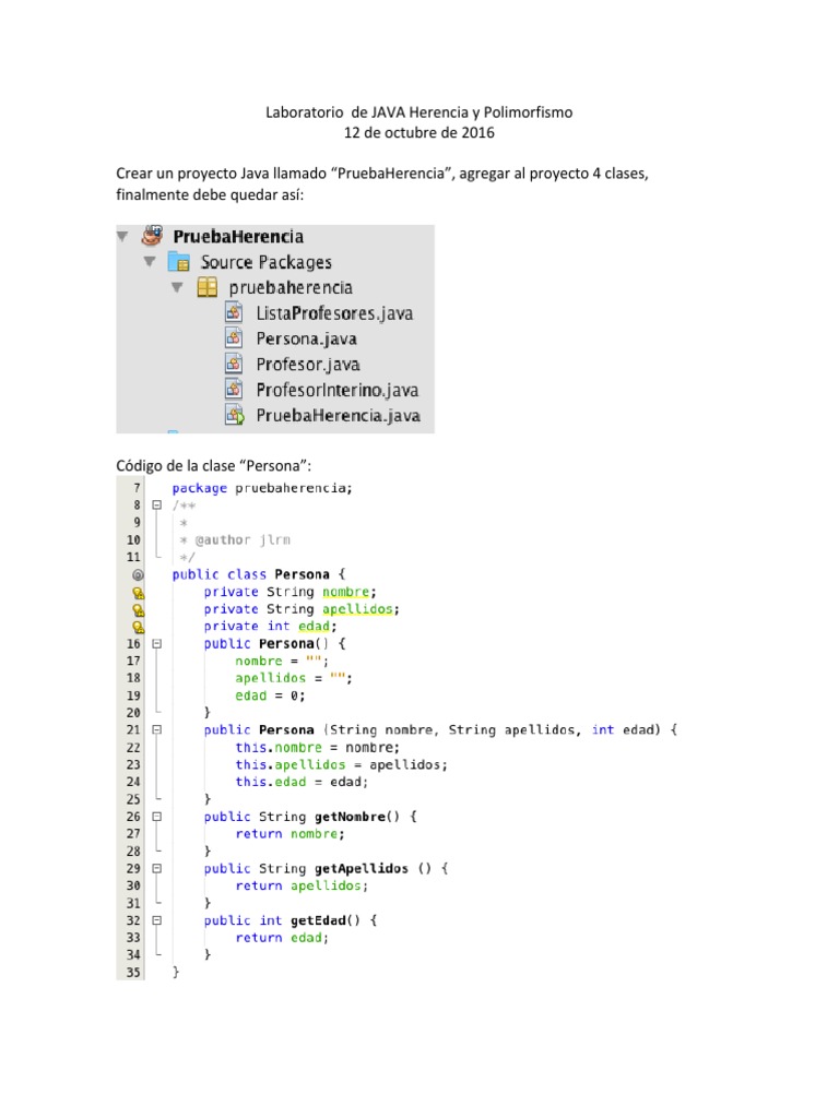 Laboratorio de JAVA Herencia y Polimorfismo | PDF