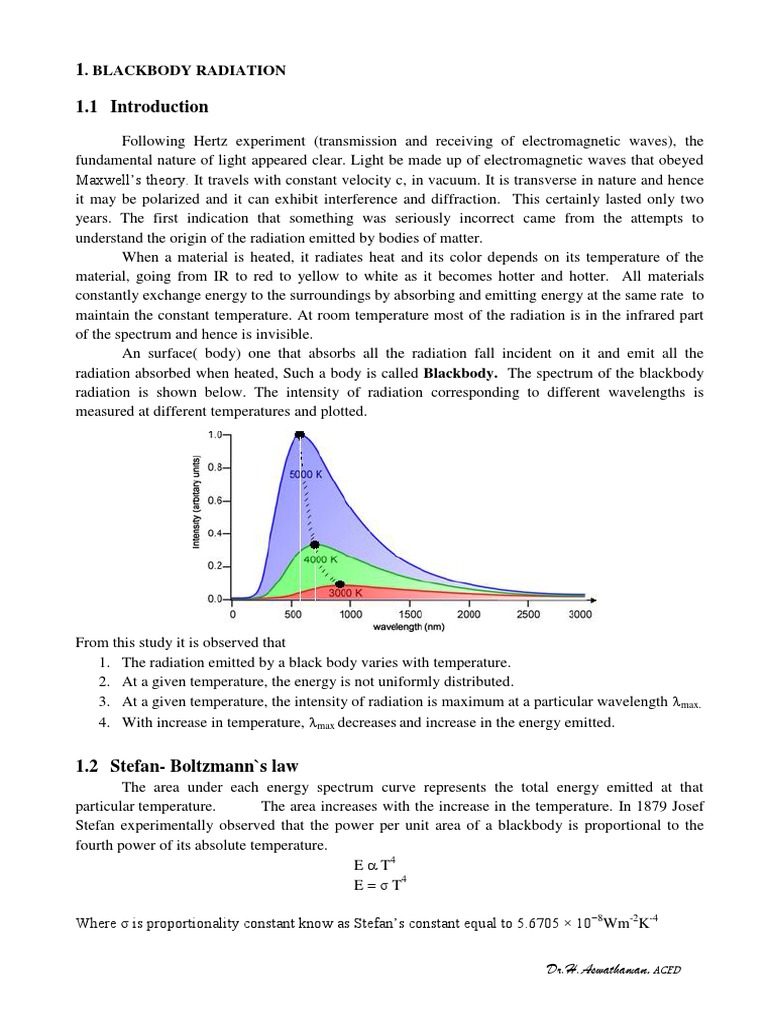 Blackbody Radiation Spectrum Notes | PDF | Photoelectric Effect ...