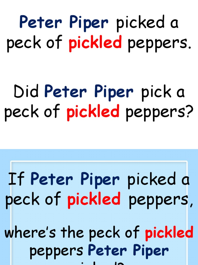 Peter Piper picked a peck of pickled peppers.pptx | Sports