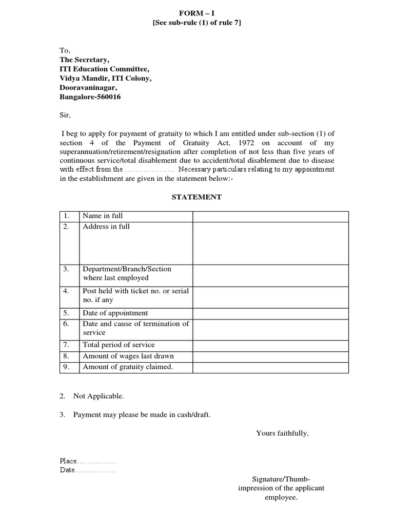 Form03 Payment of Gratuity Act 1972 | PDF | Gratuity | Employment