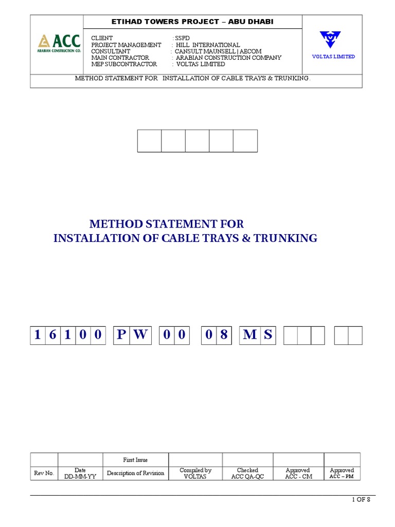 MS For Cable Trays & Trunking | PDF | Cable | Screw