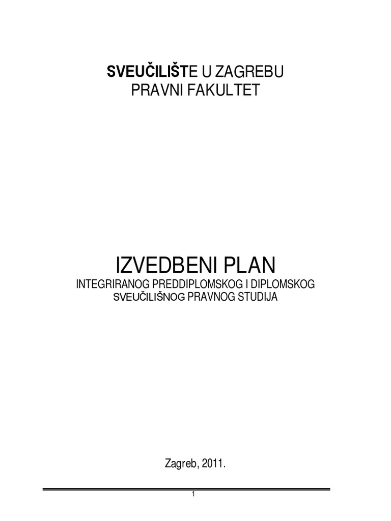Izvedbeni Plan Pravni Studij Akad God 2011 2012 PDF | PDF