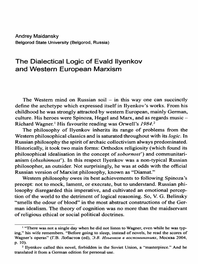 Maidansky - The Dialectical Logic of Evald Ilyenkov PDF | PDF ...