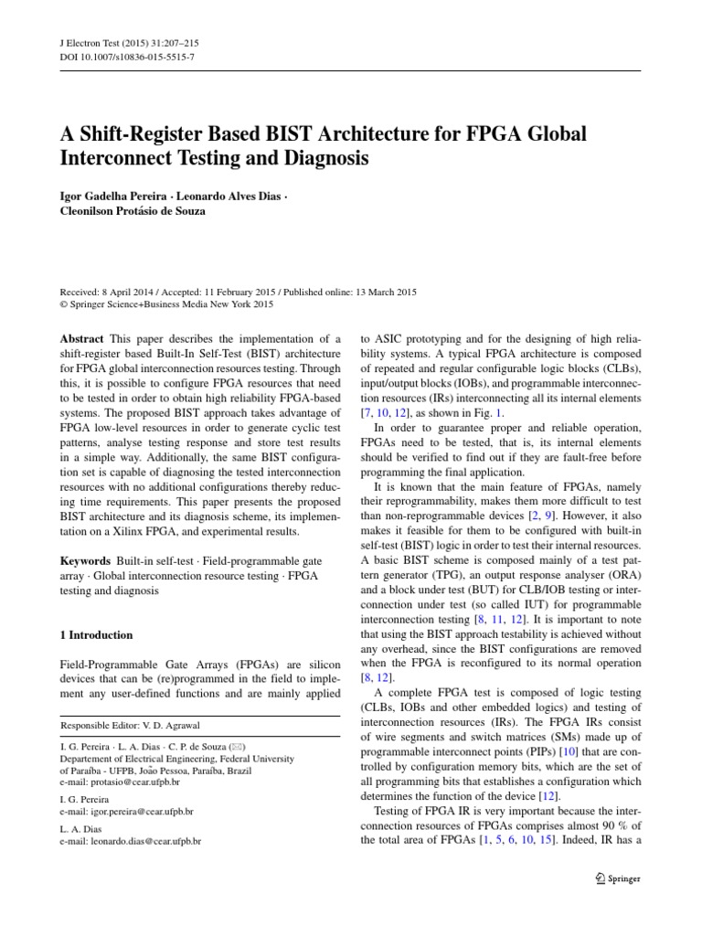A Shift Register Based Bist Architecture For Fpga Global Interconnect Testing And Diagnosis