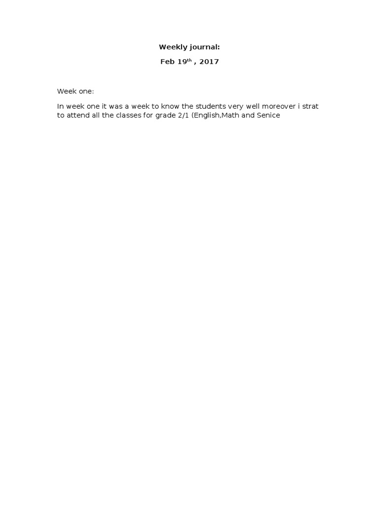 Week One: in Week One It Was A Week To Know The Students Very Well ...