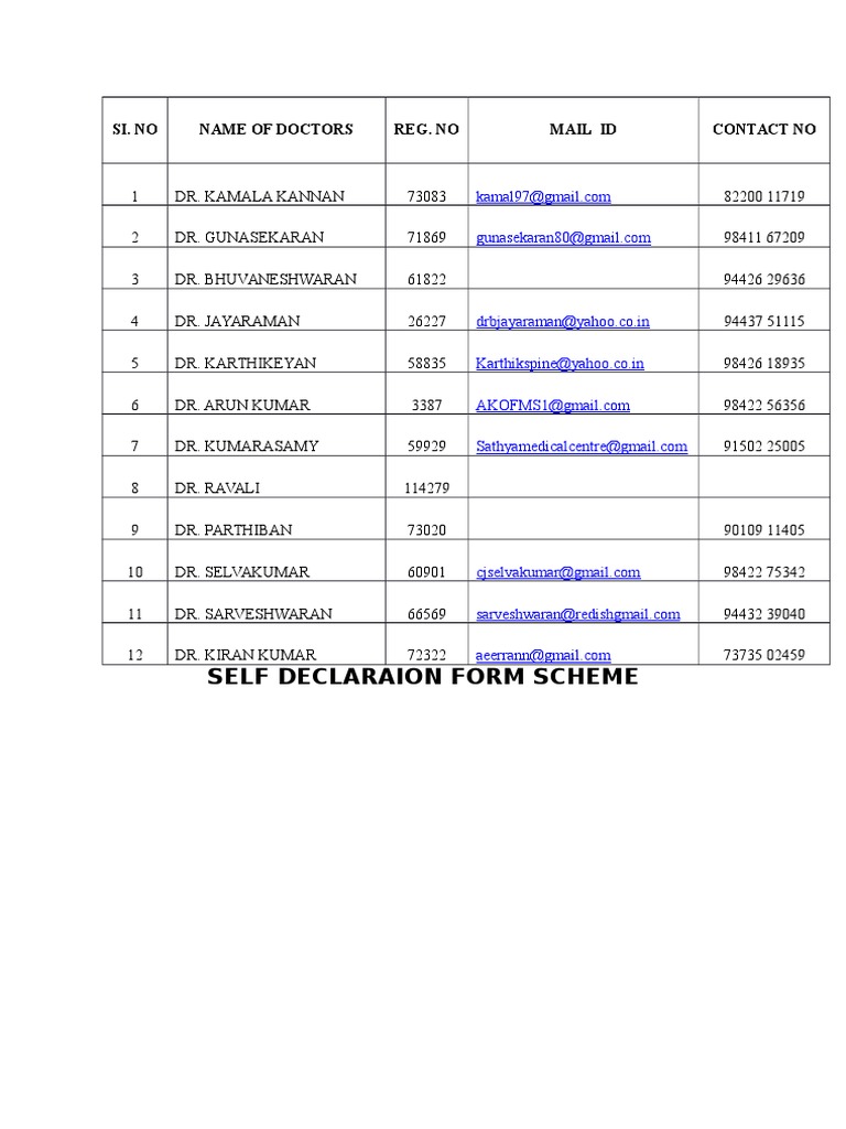 Self Declaration Scheme | PDF
