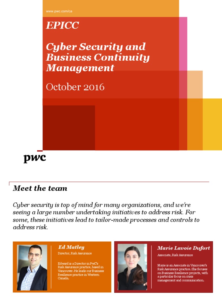 PWC - Cyber Security and Business Continuity Management | PDF ...