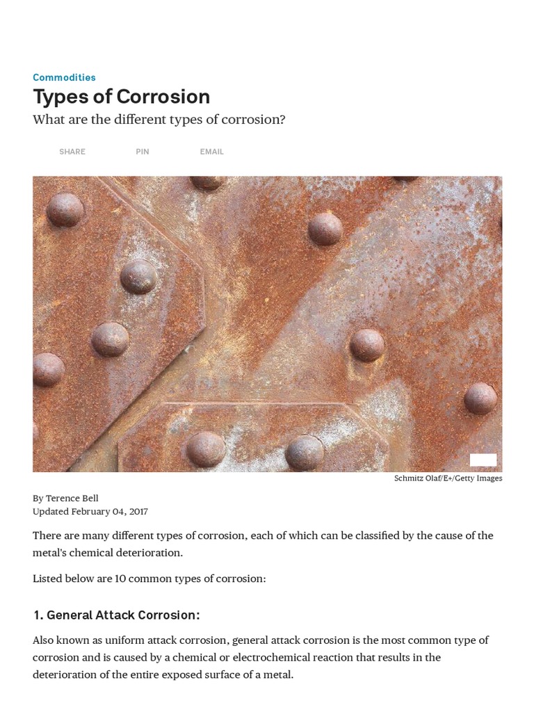 10 Common Types of Corrosion | PDF | Corrosion | Electrochemistry