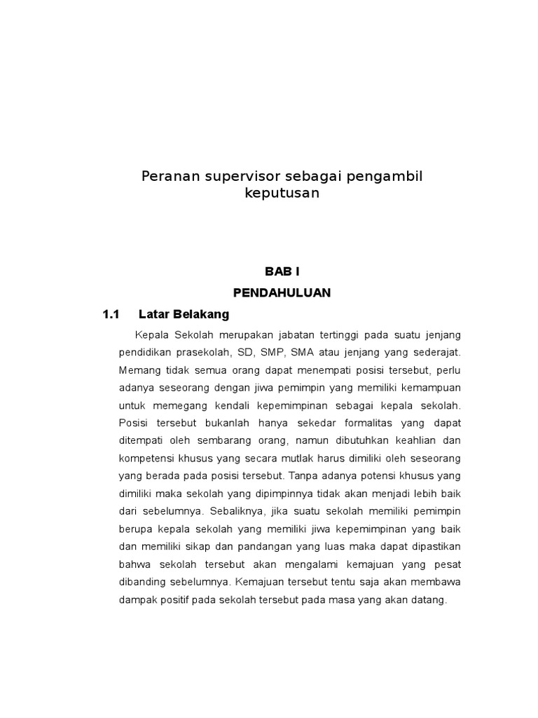 Peranan Supervisor Sebagai Pengambil Keputusan | PDF