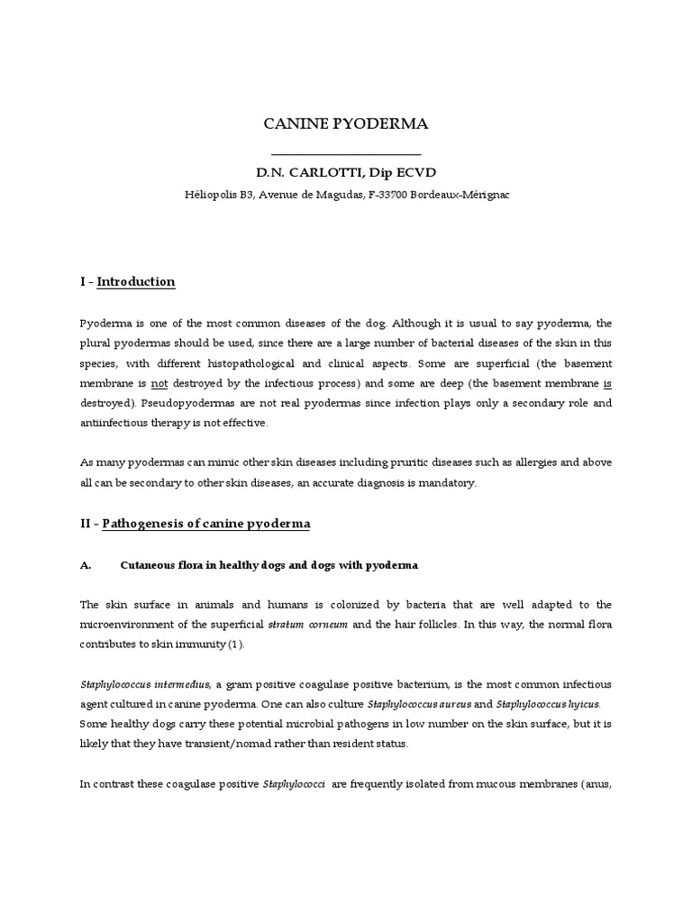 Canine Pyoderma | PDF