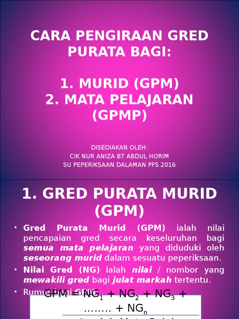 2016 Gred Purata (GPM) | PDF
