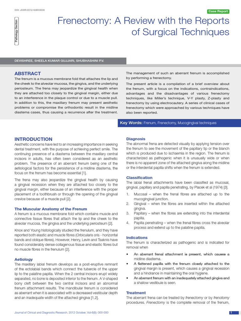 Frenectomy Pdf Pdf Surgical Suture Surgery
