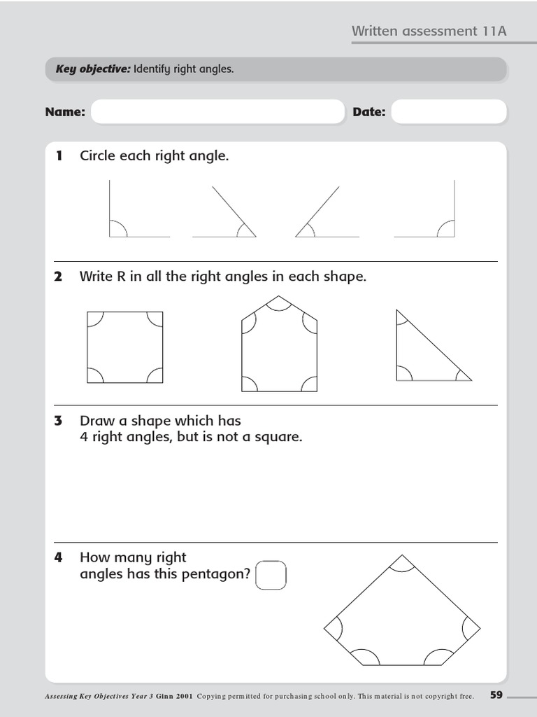 Right Angles Worksheets | PDF | Shape | Euclidean Plane Geometry