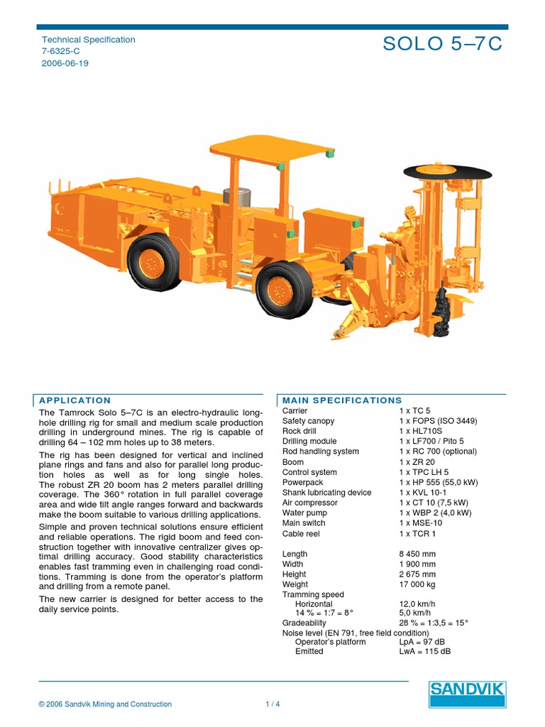 (Solo 5-7C) SANDVIK | Download Free PDF | Drilling Rig | Pump