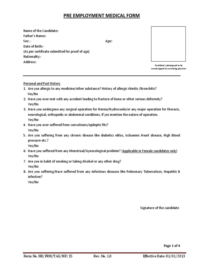Medical Fitness Form.pdf | Blood Pressure | Medicine
