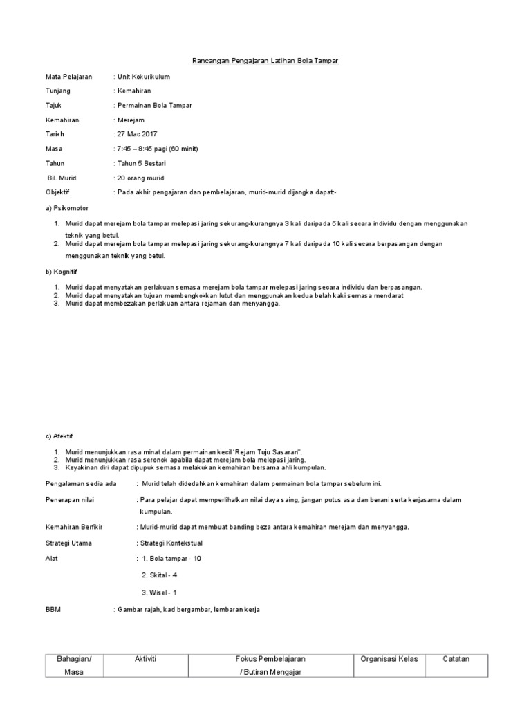 RPH Merejam Bola Tampar | PDF