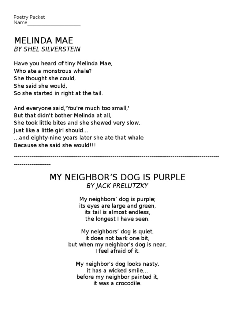 Original Poetry Packet Grade 4 | PDF | Poetry | Foods