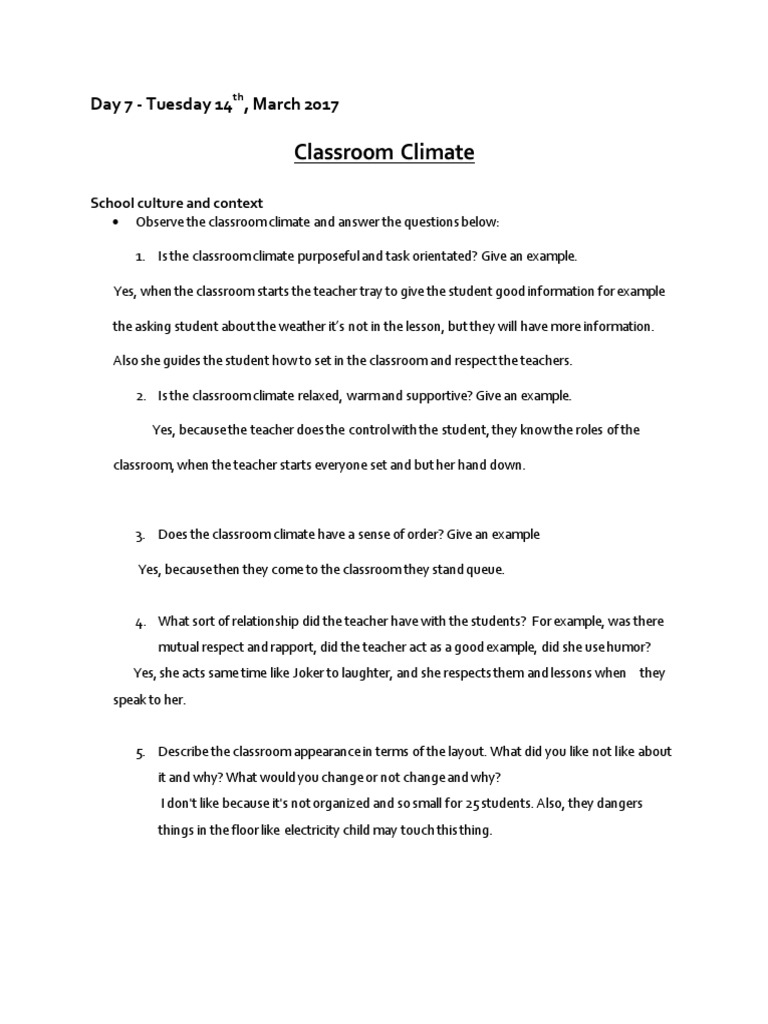 Classroom Climate | PDF