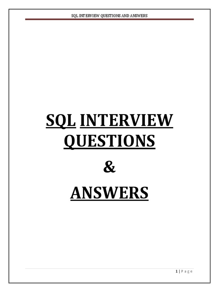 SQL Interview Questions | PDF | Database Index | Sql